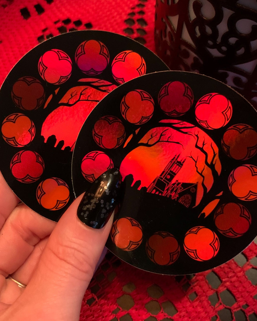 Holographic Red "Crimson Burial" Sticker - 3" – Life After Death Designs